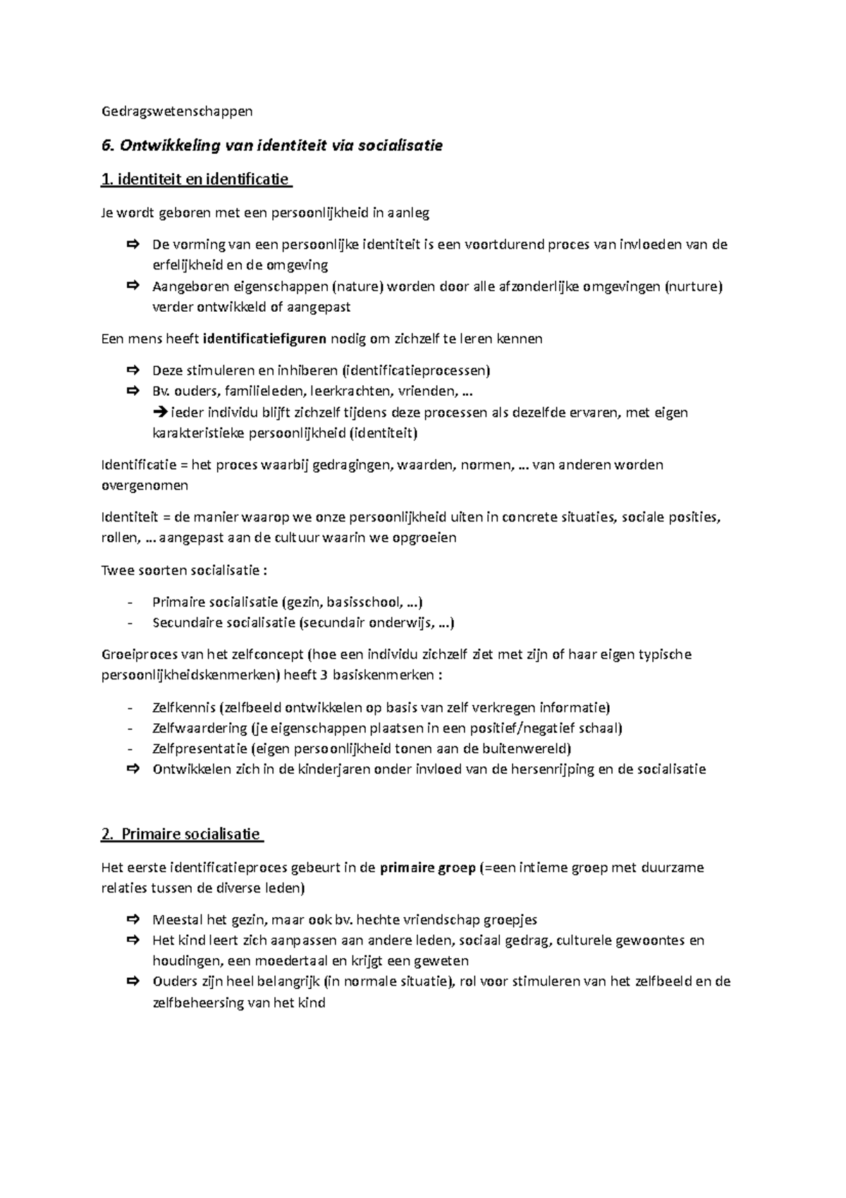 Ontwikkeling van de identiteit via socialisatie - Gedragswetenschappen ...