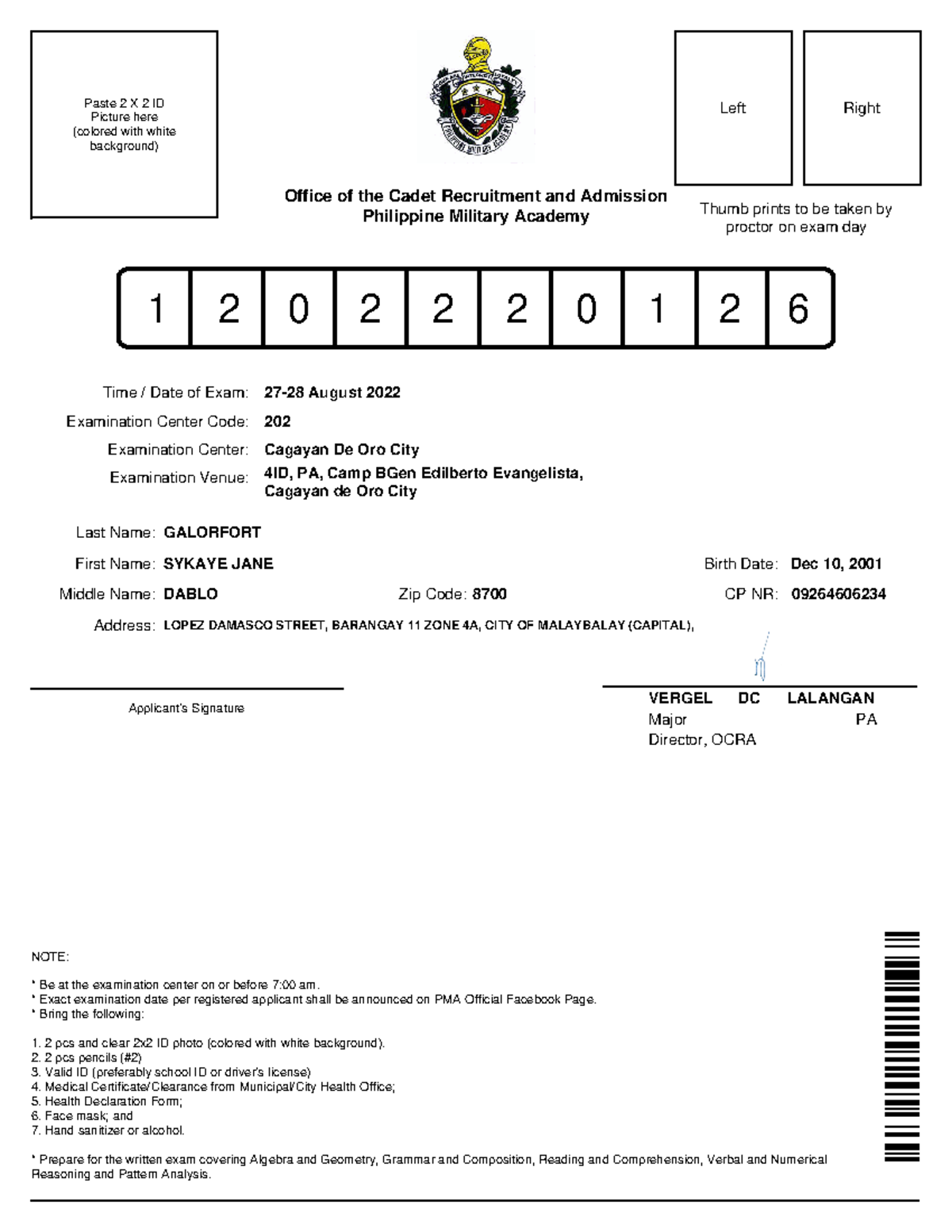 PMA KAYE - fsgs - Office of the Cadet Recruitment and Admission ...