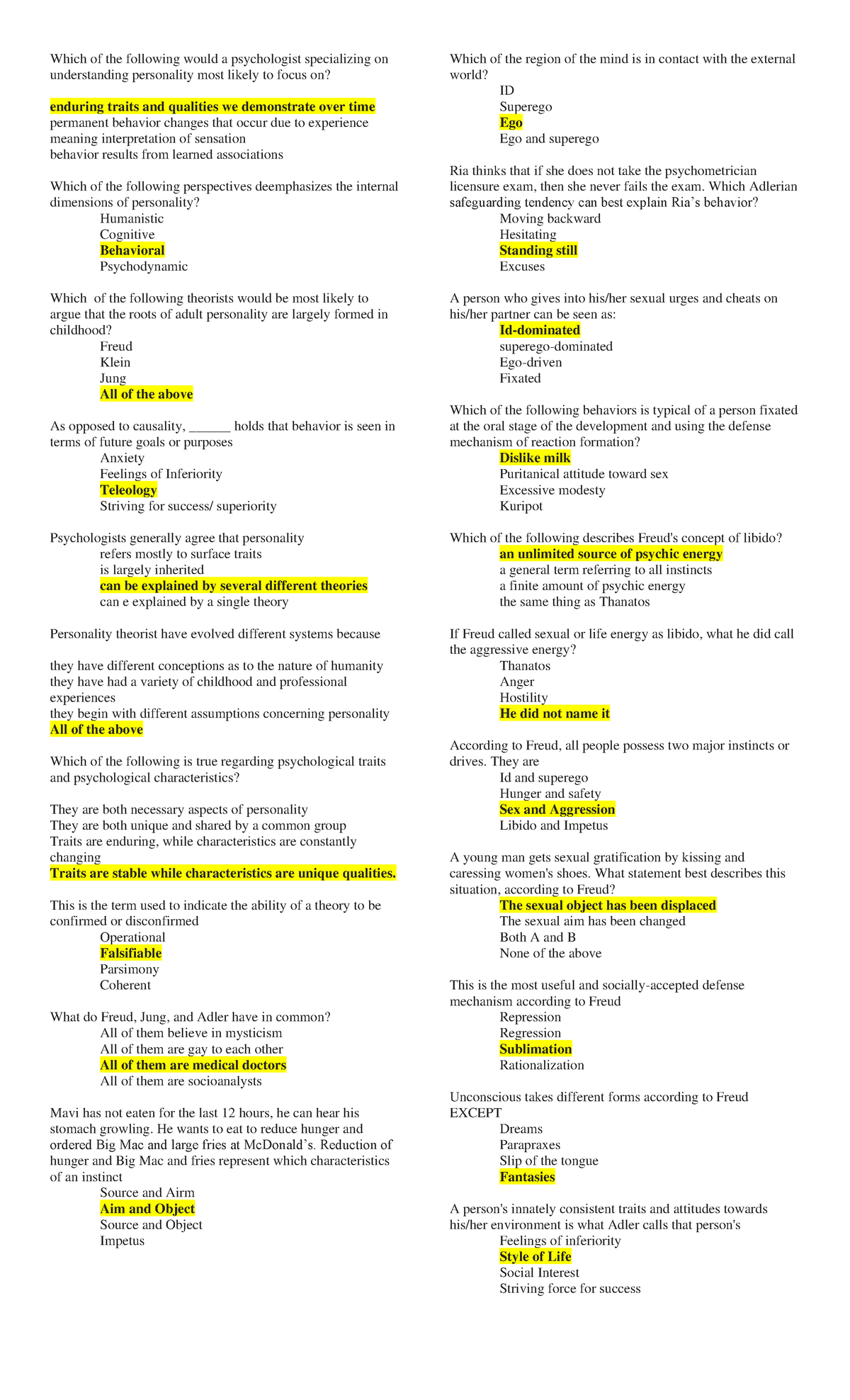 TOP Midterm Review TEST - Which of the following would a psychologist ...