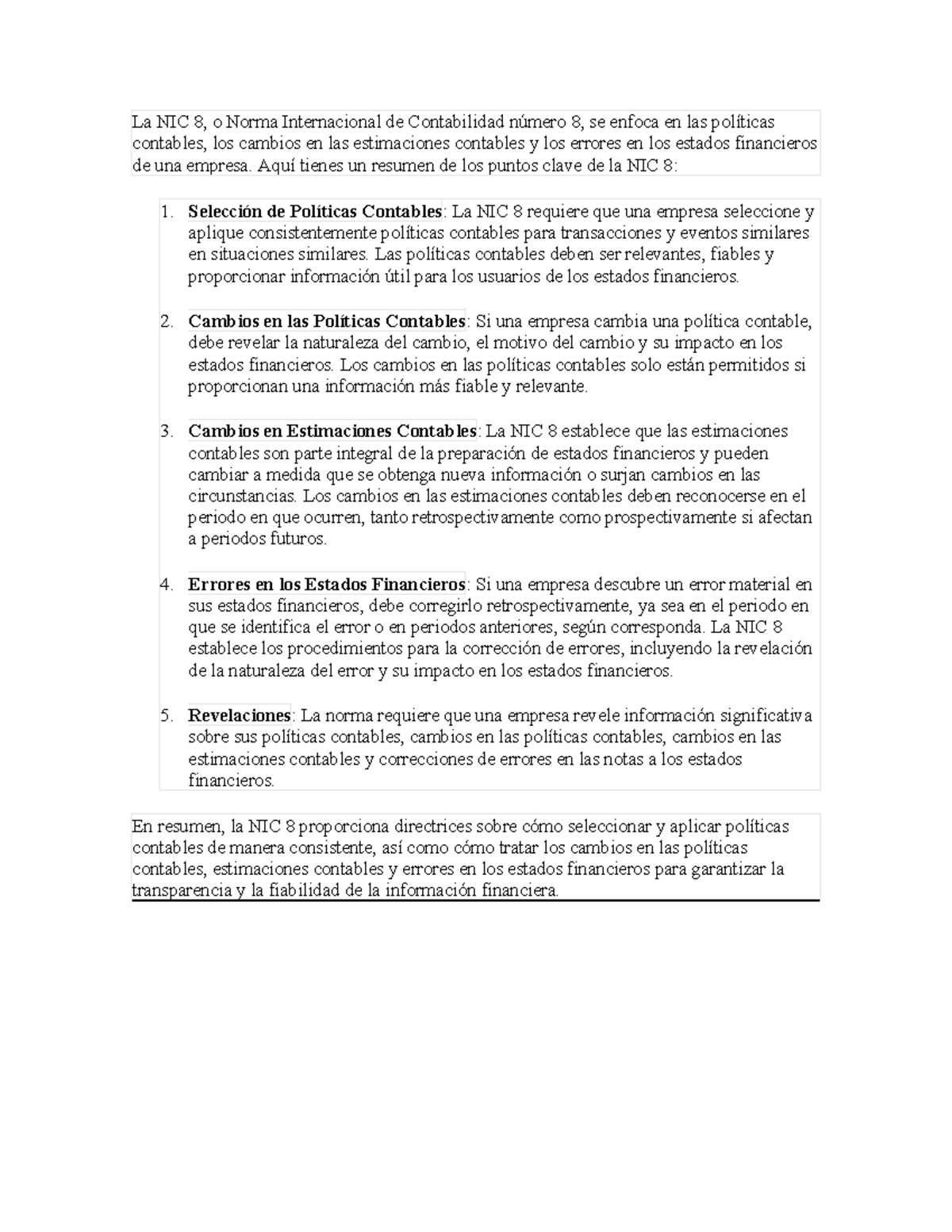 Resumen Nic 8 - La NIC 8, o Norma Internacional de Contabilidad número ...