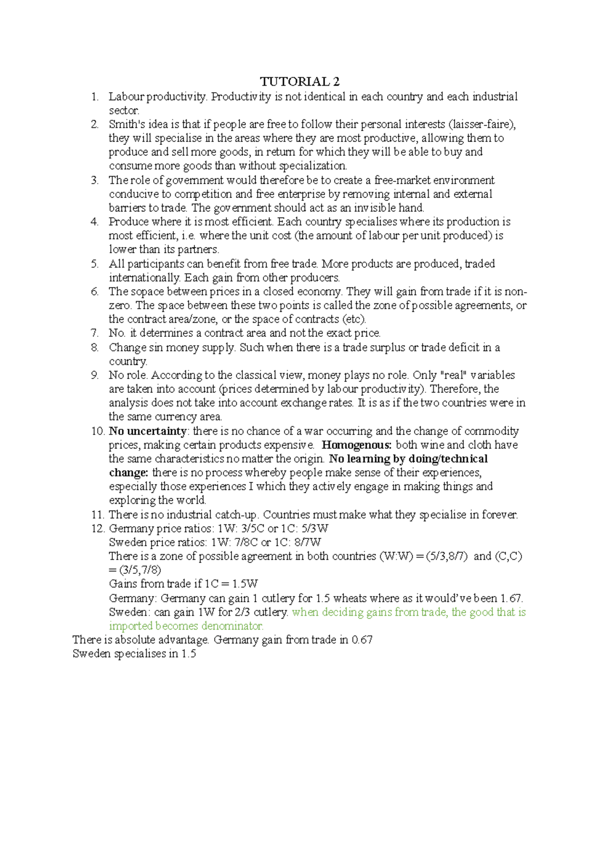 Tutorial 2 - TUTORIAL 2 Labour productivity. Productivity is not identical in each country and ...