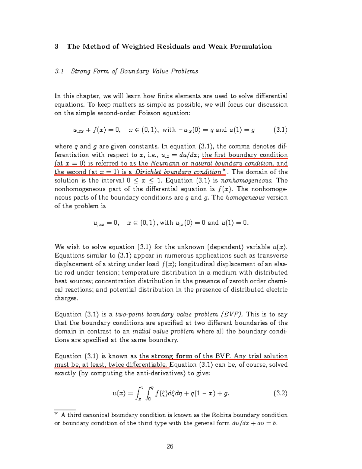 3-Weak Form - lecture3 - 3 The Method of Weighted Residuals and Weak ...