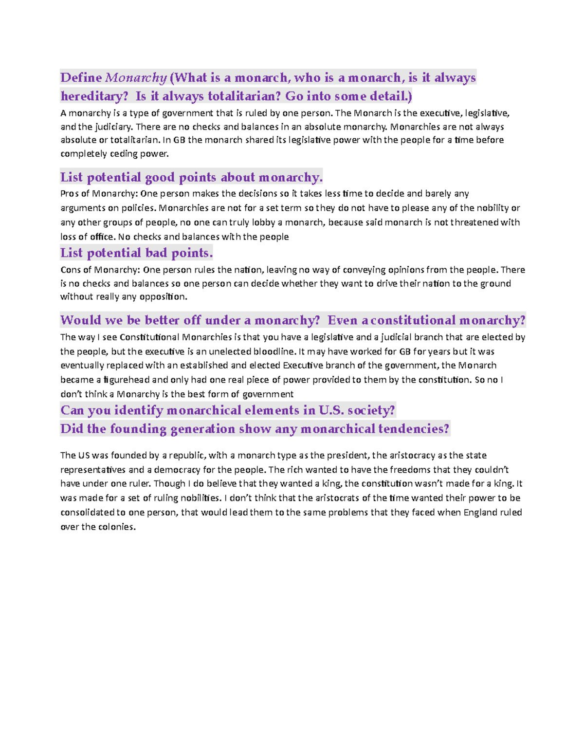 What Is A Monarchy.docx - Google Docs - Define Monarchy (What is a ...