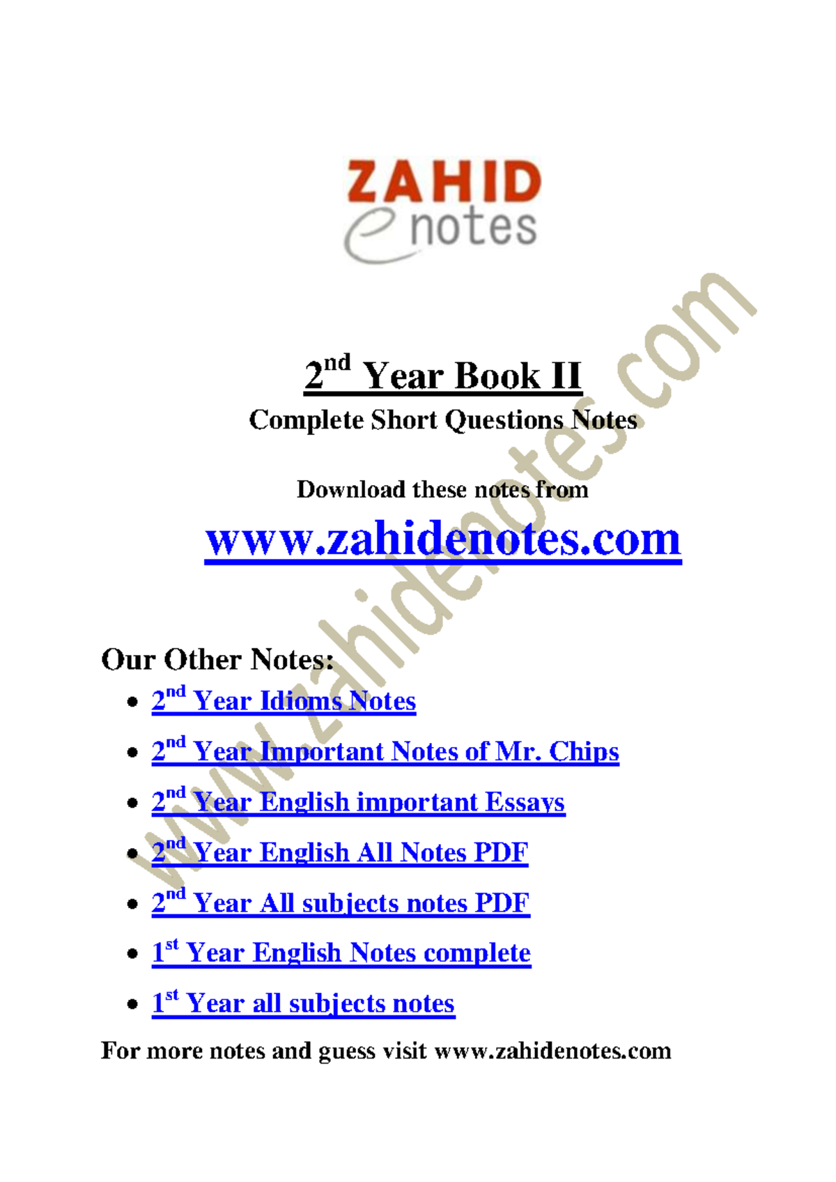 2nd YEAR BOOK II - nope - 2 nd Year Book II Complete Short Questions ...