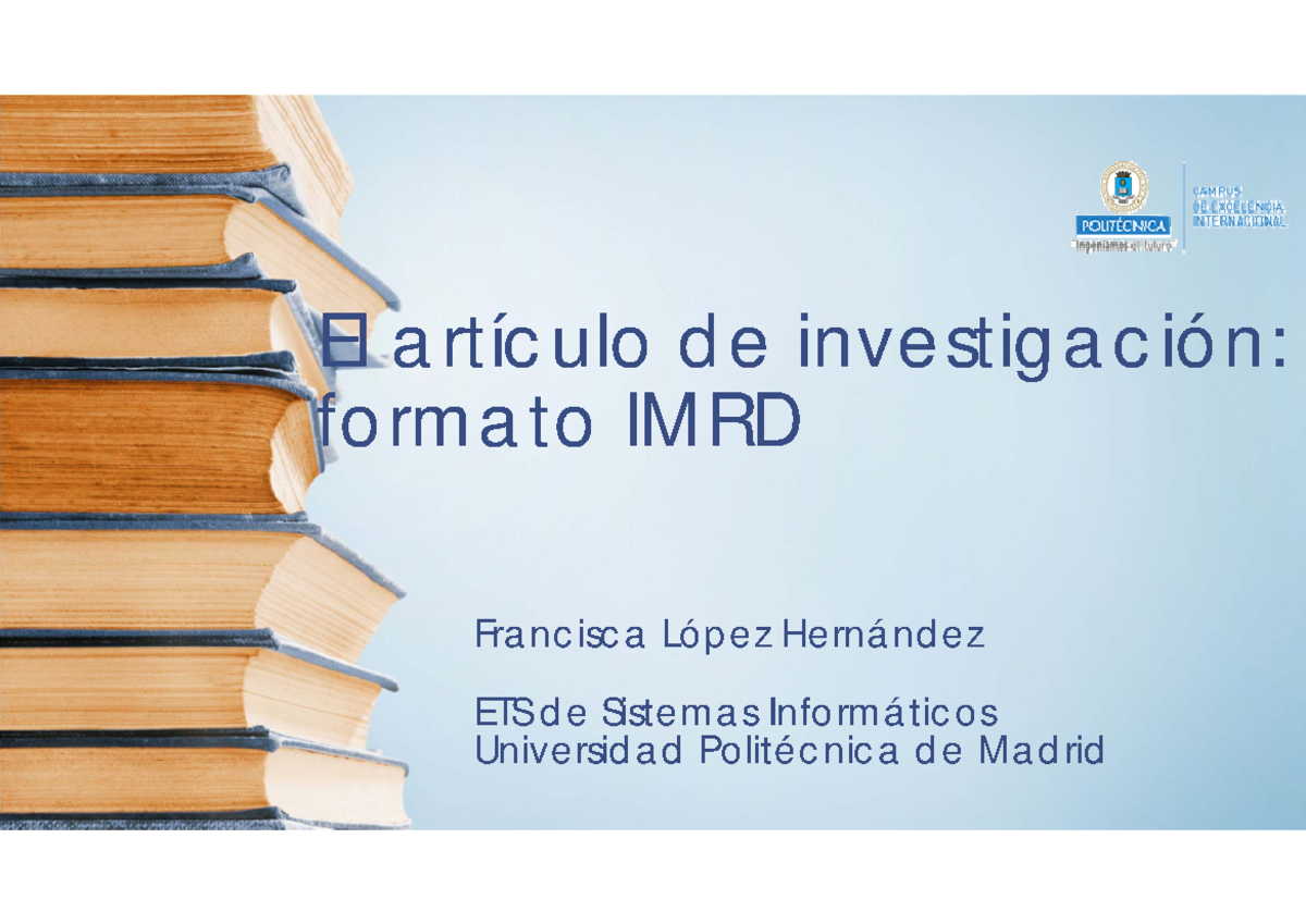 Francisca Lopez Informe - El artículo de investigación:formato IMRD ...