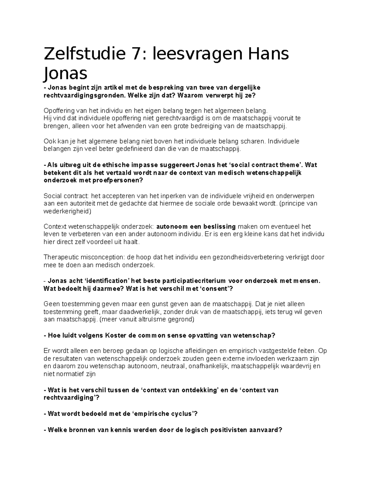 Zelfstudie 7 - Welke zijn dat? Waarom verwerpt hij ze? Opoffering van ...