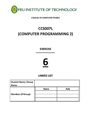 Midterm Lab Feutech CS0021 - College of Computer Studies and Multimedia Arts MIDTERM PRACTICAL ...