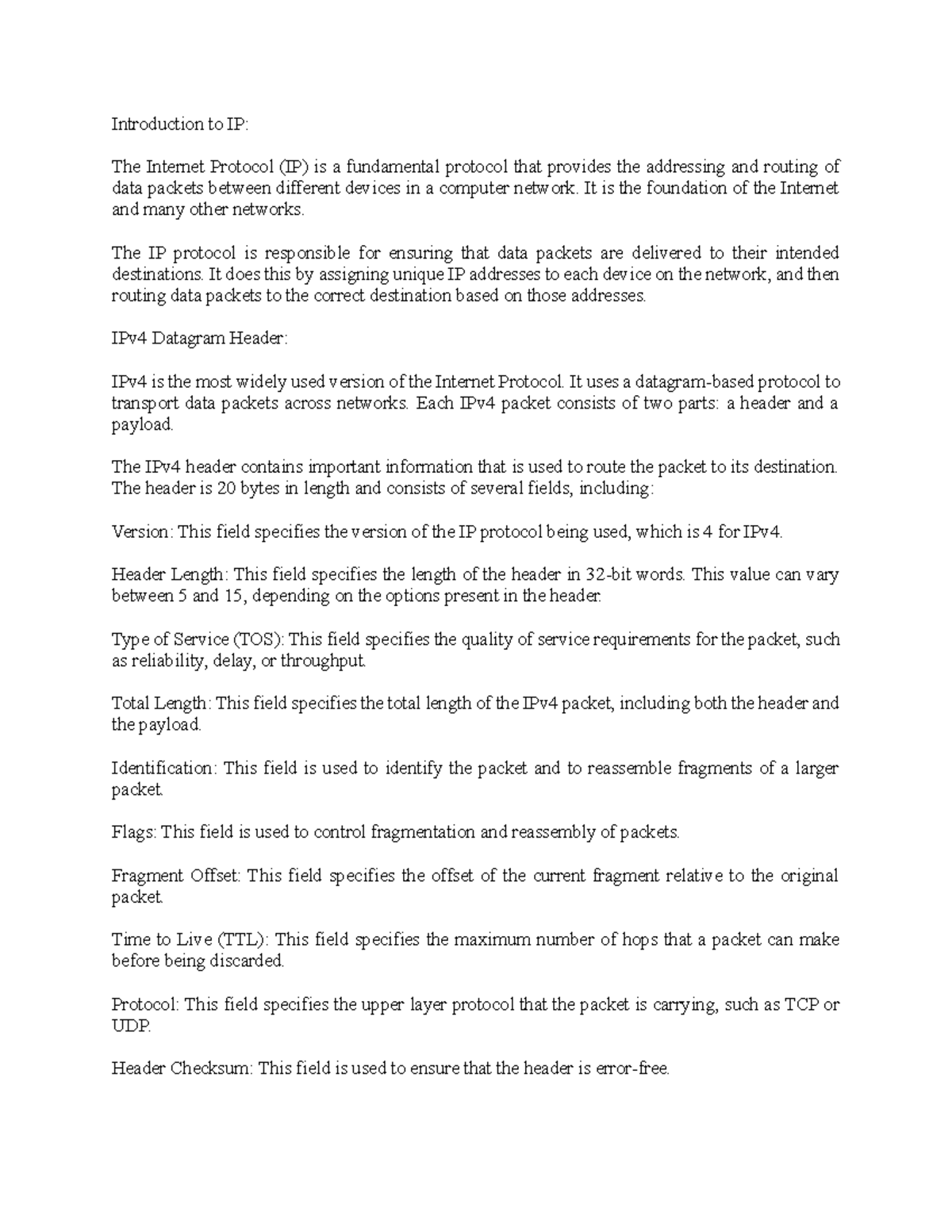 Introduction to IP - ganga - Introduction to IP: The Internet Protocol ...