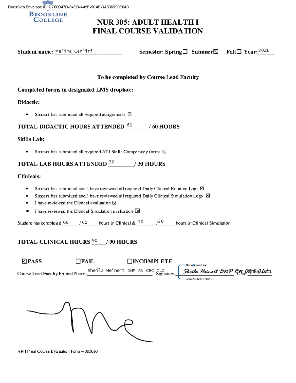NUR 305 AH I Course Validation Form - NUR 305: ADULT HEALTH I FINAL ...