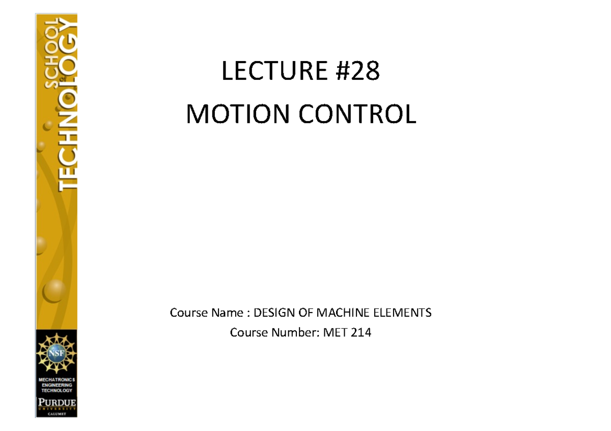 4769828 - LECTURE MOTION CONTROL Course Name : DESIGN OF MACHINE ...
