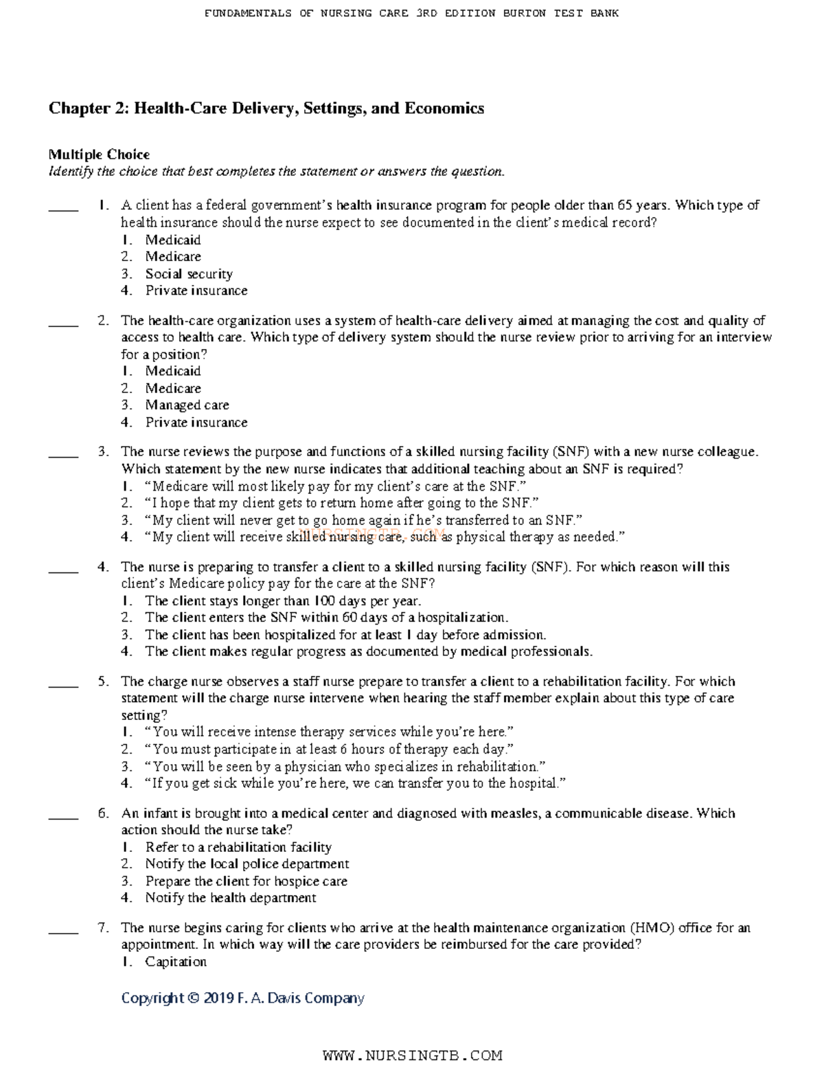 Ch02 - msii - NURSINGTB Copyright © 2019 F. A. Davis Company Chapter 2 ...