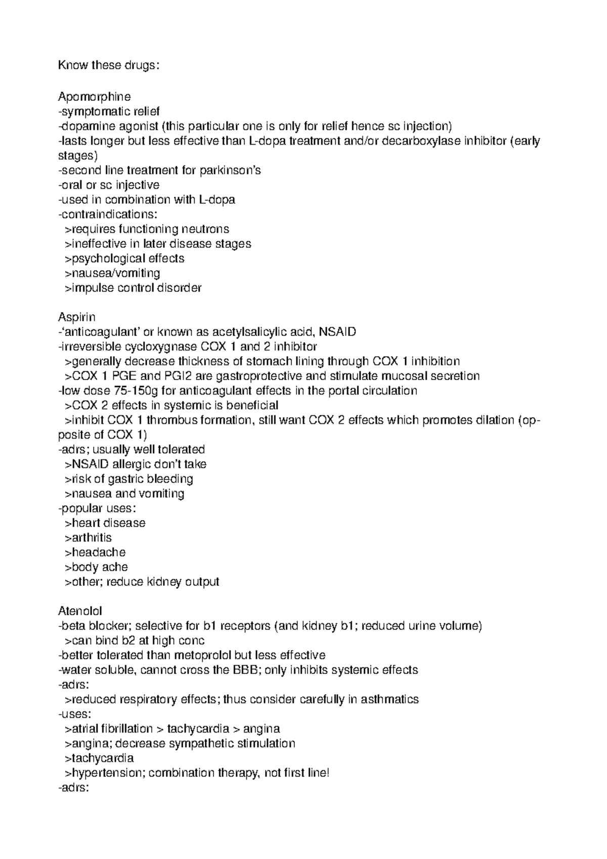 Pharm cheat sheet + EOY Rose - Know these drugs: Apomorphine ...