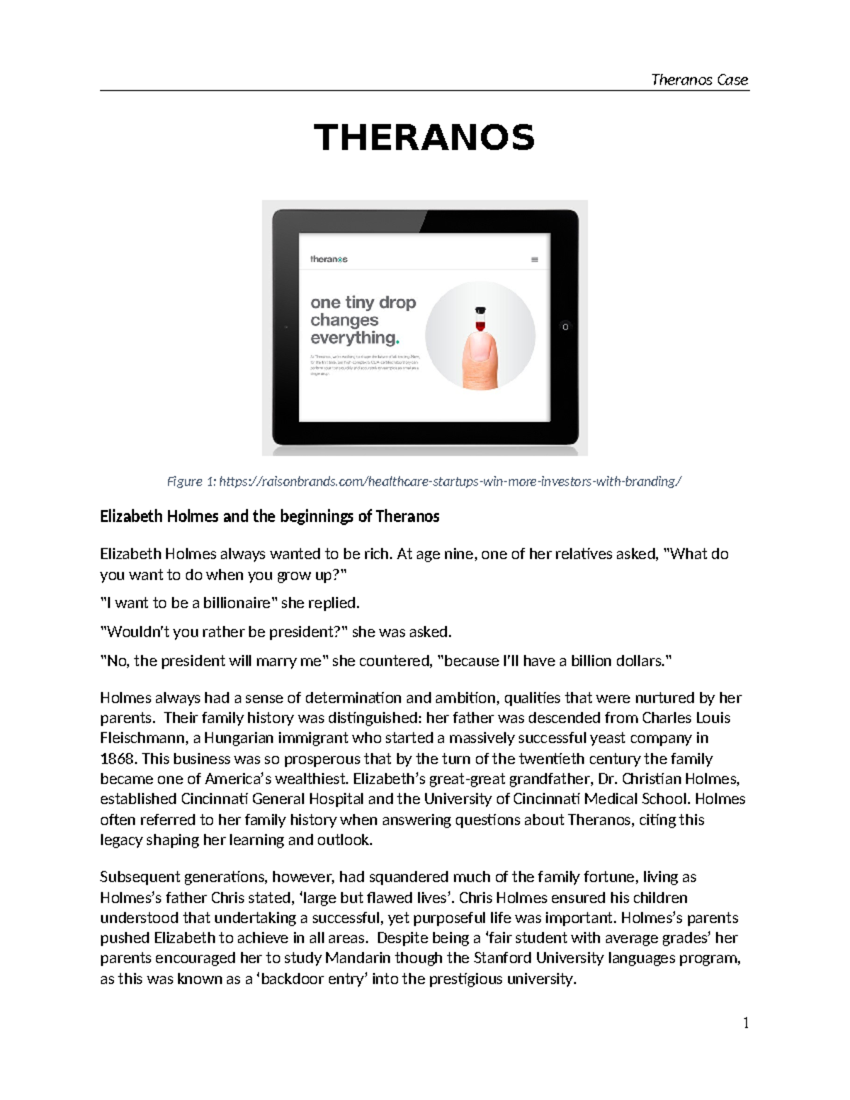 Theranos Case Study - THERANOS Figure 1 : - Studocu