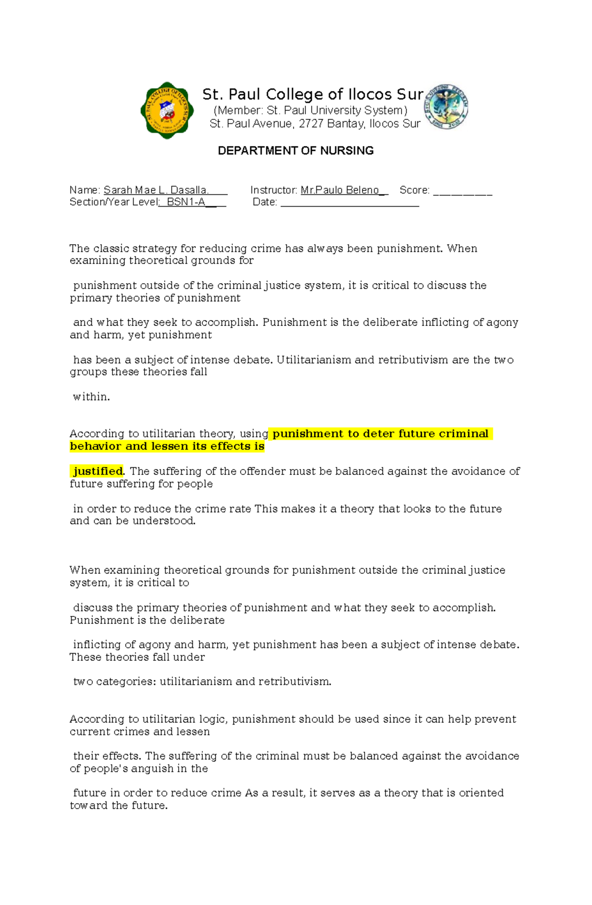 LFD- Format - St. Paul College of Ilocos Sur (Member: St. Paul ...