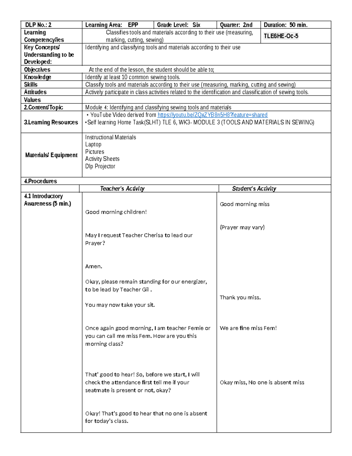 Detailed LP group 4 - Notes FOR BTLED students - DLP No.: 2 Learning ...