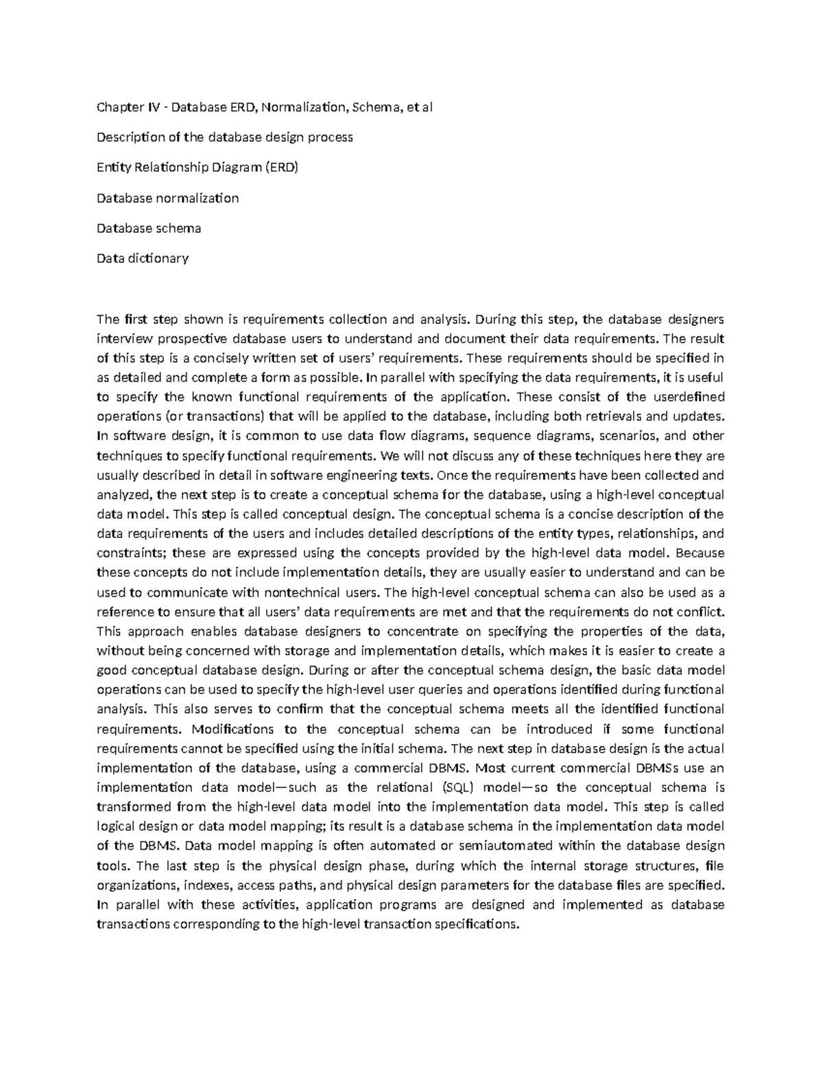 Chapter IV - read carefully - Chapter IV - Database ERD, Normalization ...