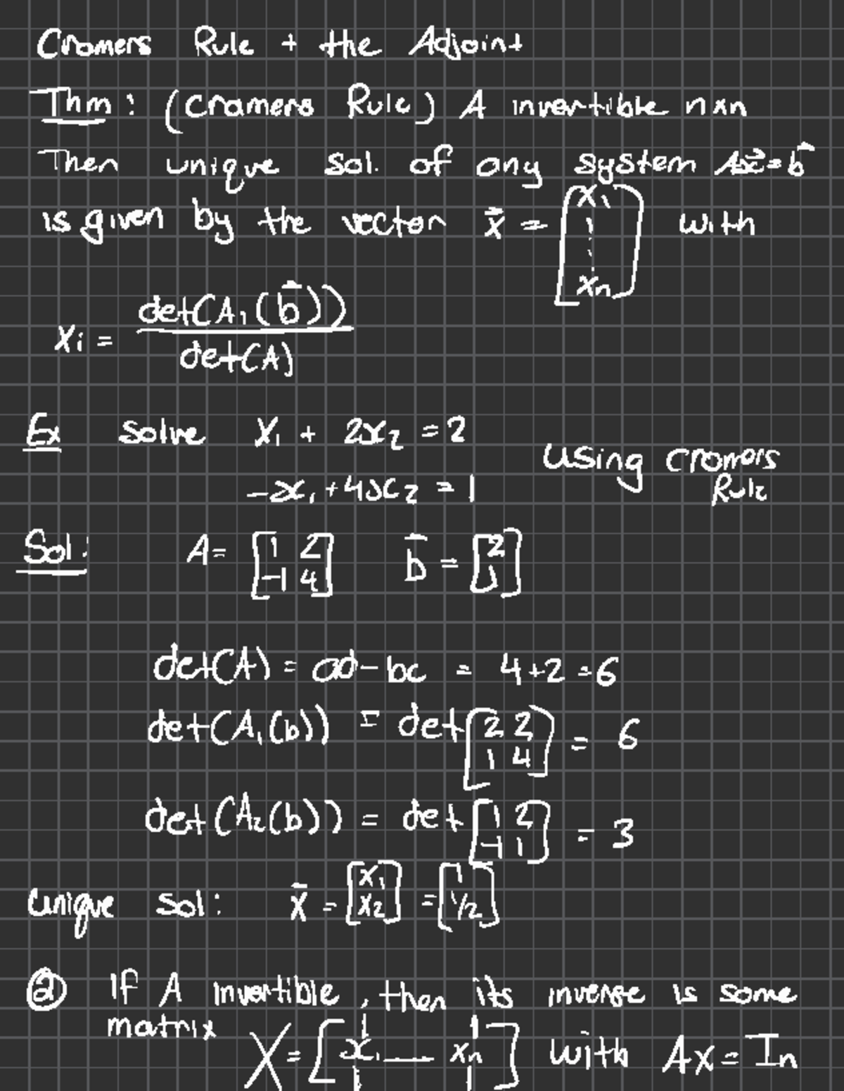 Lec 27 - notes - Cromers Rule the Adjoint Thm ! (cramers Rule ) A ...