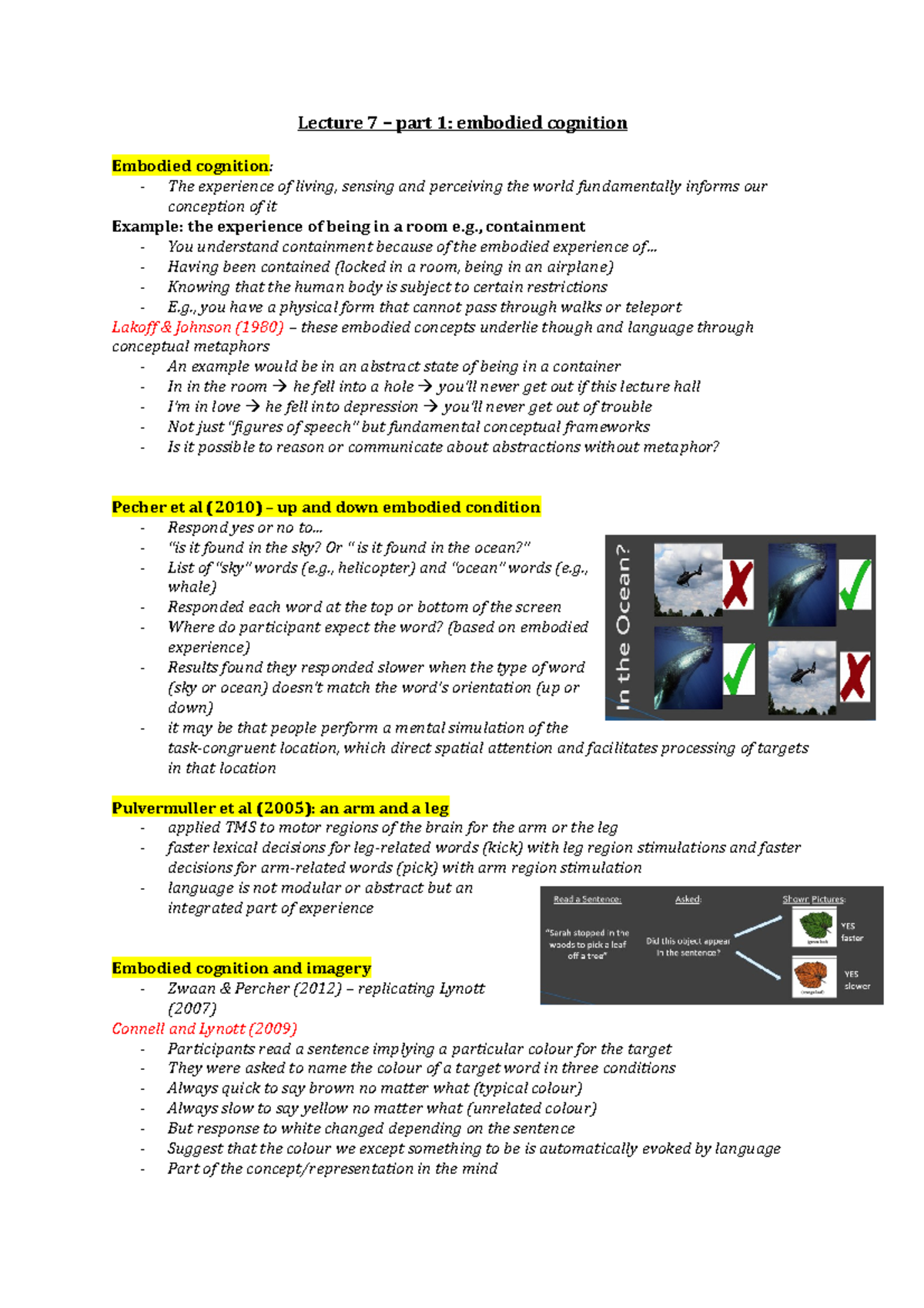 Lecture 7 - Embodied cognition - Lecture 7 – part 1: embodied cognition ...