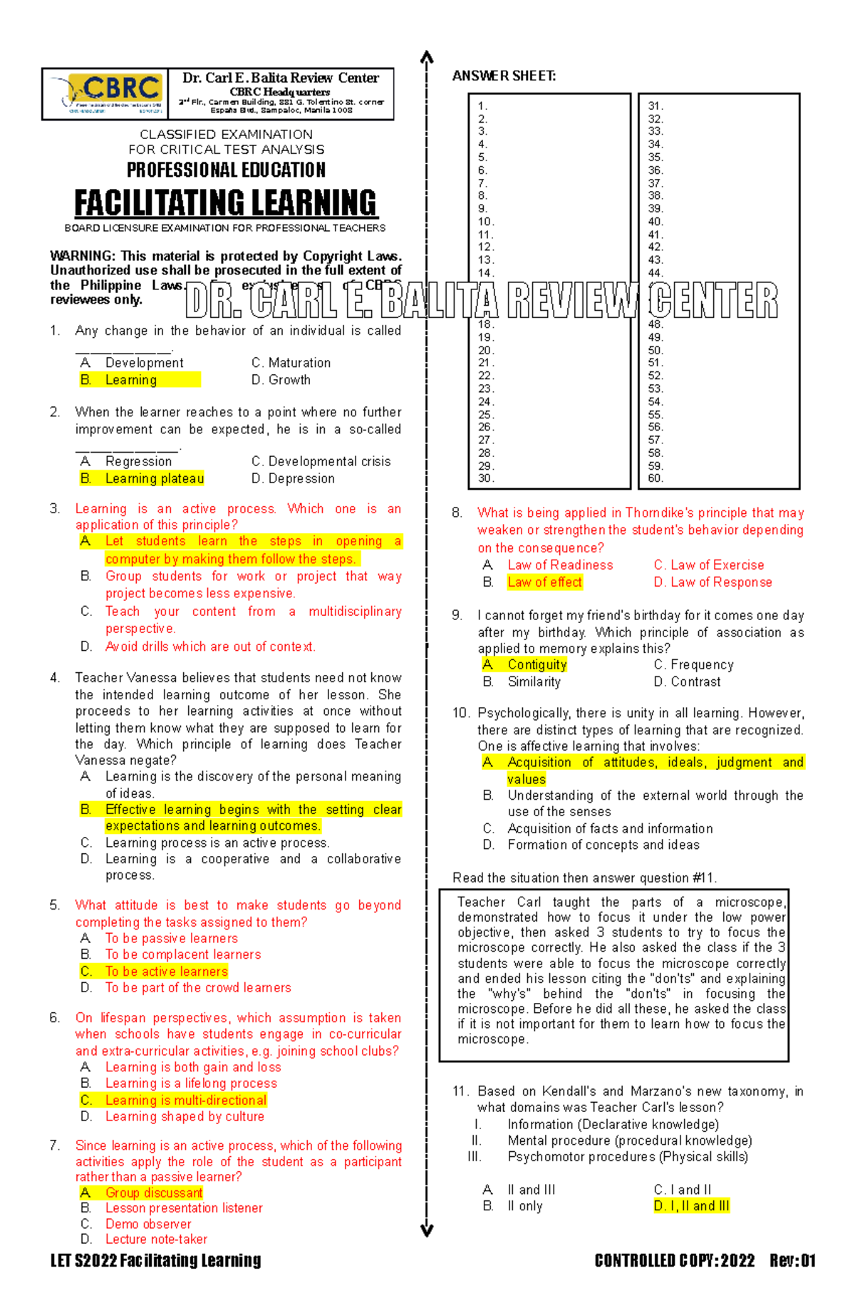 S2022 PROF ED Facilitating Learning - Dr. Carl E. Balita Review Center ...