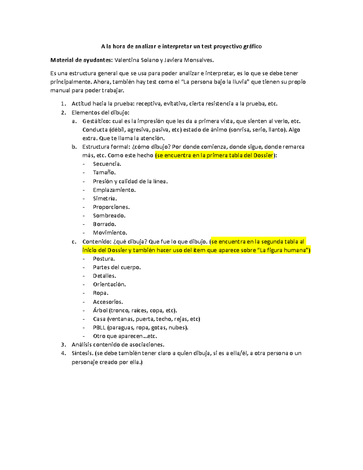 A la hora de analizar e interpretar un test proyectivo gráfico - Es una ...