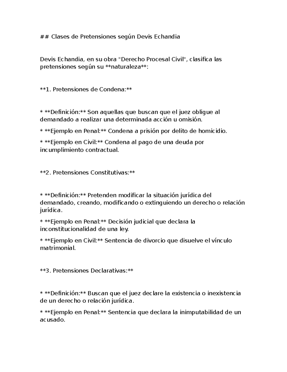 Pretensiones Segun Devis Echandia ( Pretensiones Civil) - Clases de ...