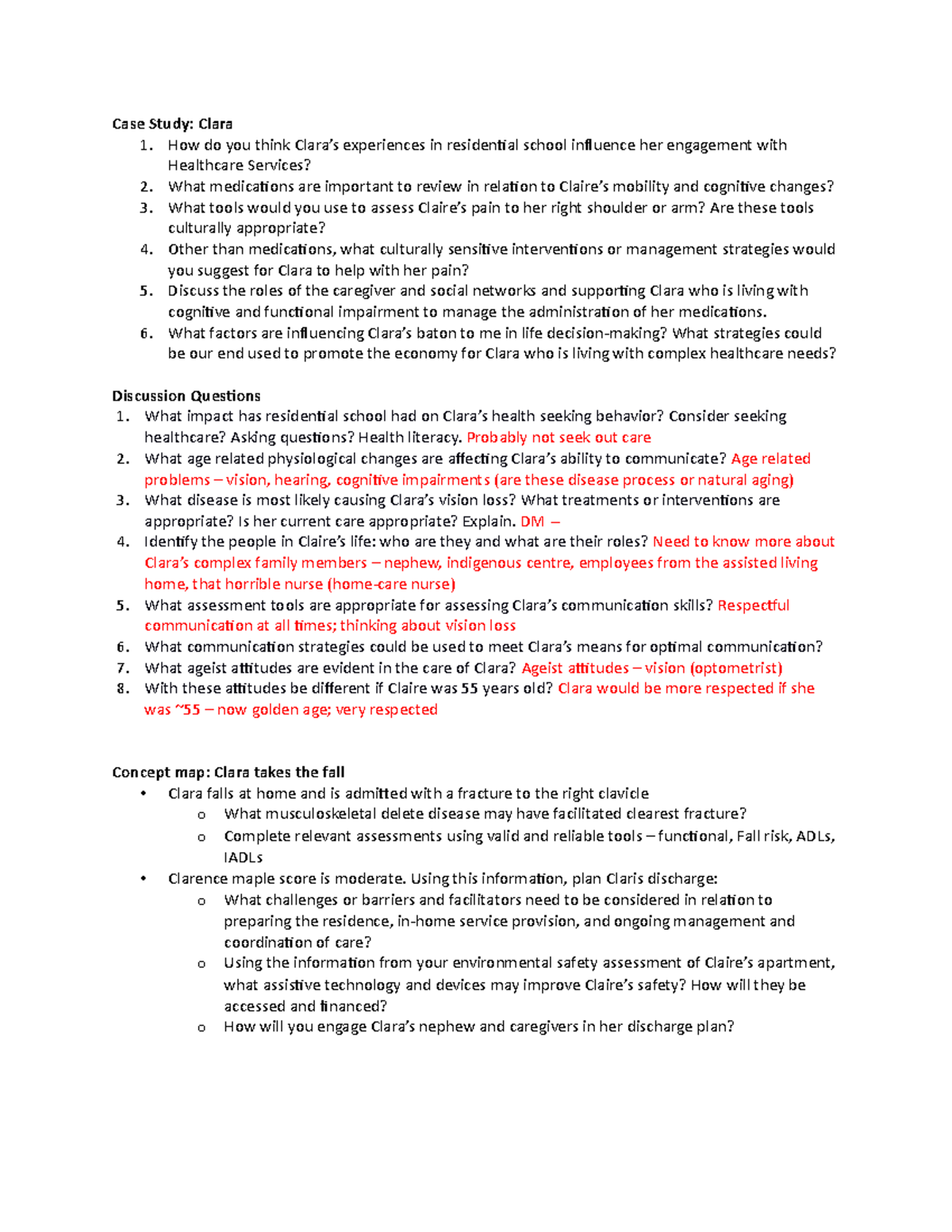 Clara's questions - Case Study: Clara 1. How do you think Clara’s ...