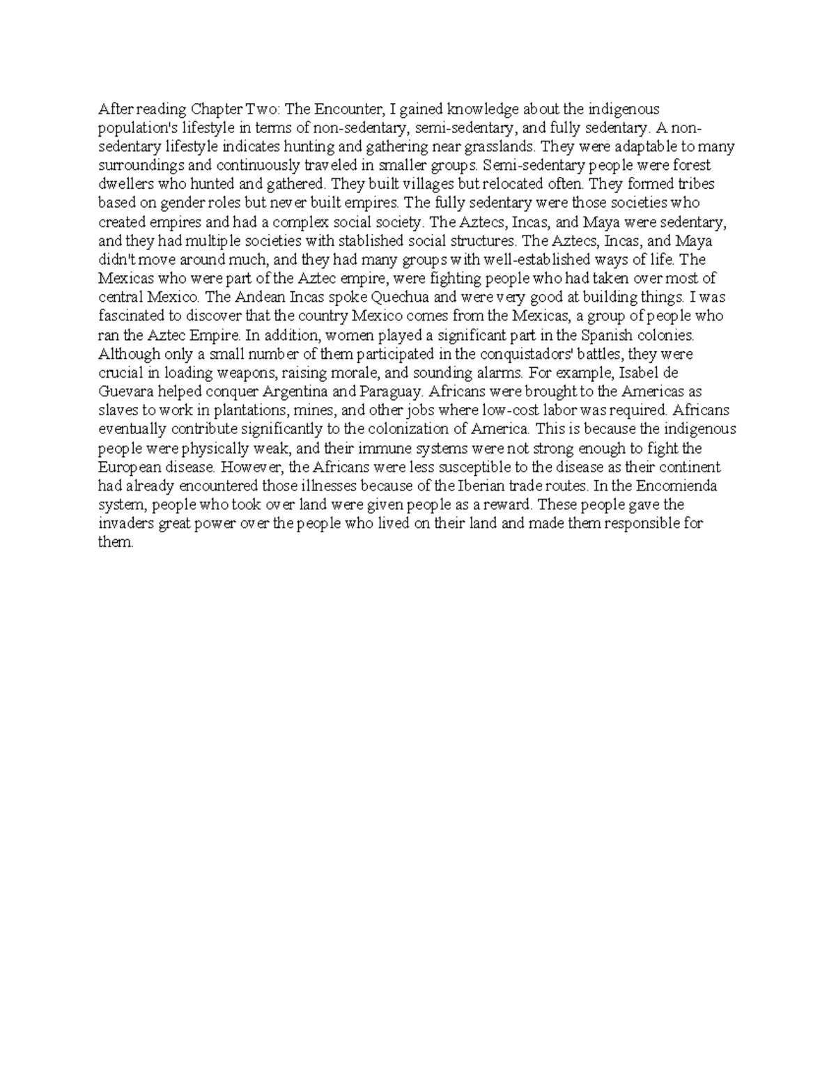 Chapter Two- The Encounter - A non- sedentary lifestyle indicates ...