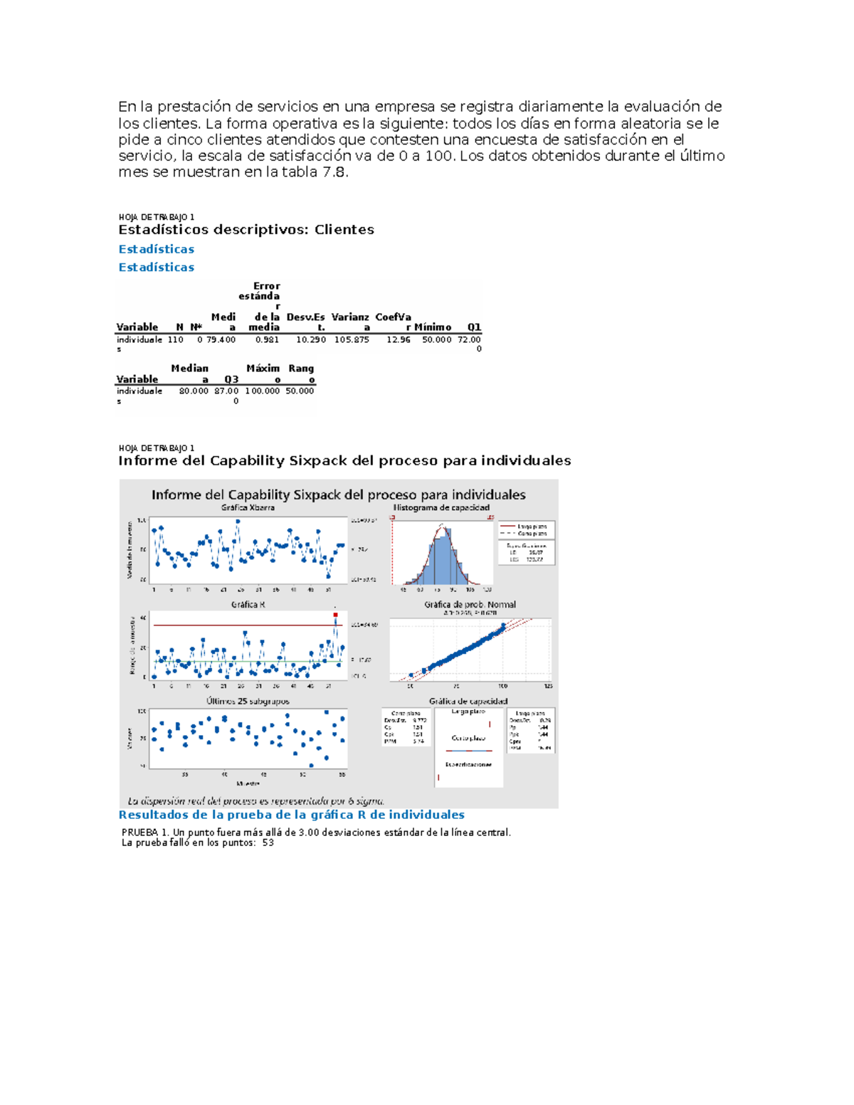 Ejercicio 17 - ejemplo - En la prestación de servicios en una empresa se registra diariamente la ...