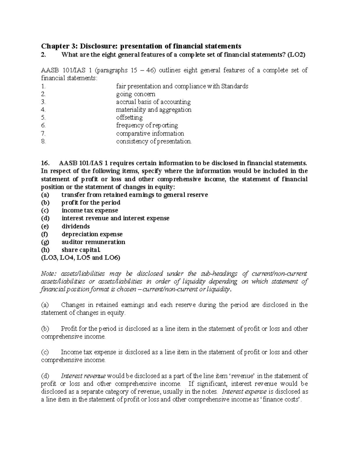 Tutorial 5 solutions - Chapter 3: Disclosure: presentation of financial ...