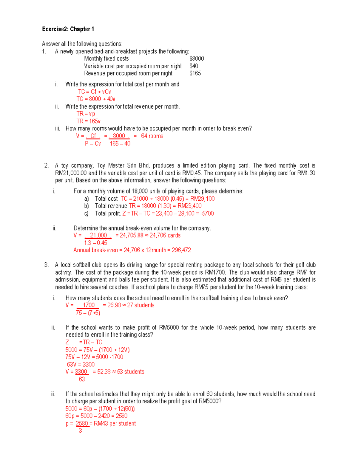 1 sol Exercise 1 Chapter 1 - Exercise2: Chapter 1 Answer all the ...
