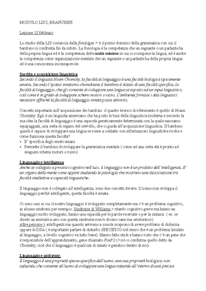 Schemi Modulo LIS 1 (Fornasiero/Mantovan) - RIASSUNTO MODULO Segno nome ...