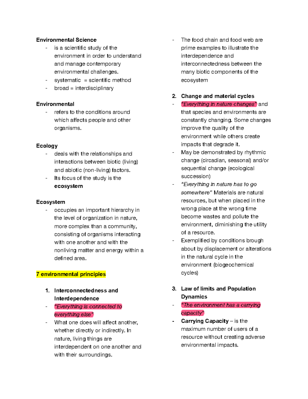 BS Psych - Environmental Science Lecture Notes - Environmental Science ...