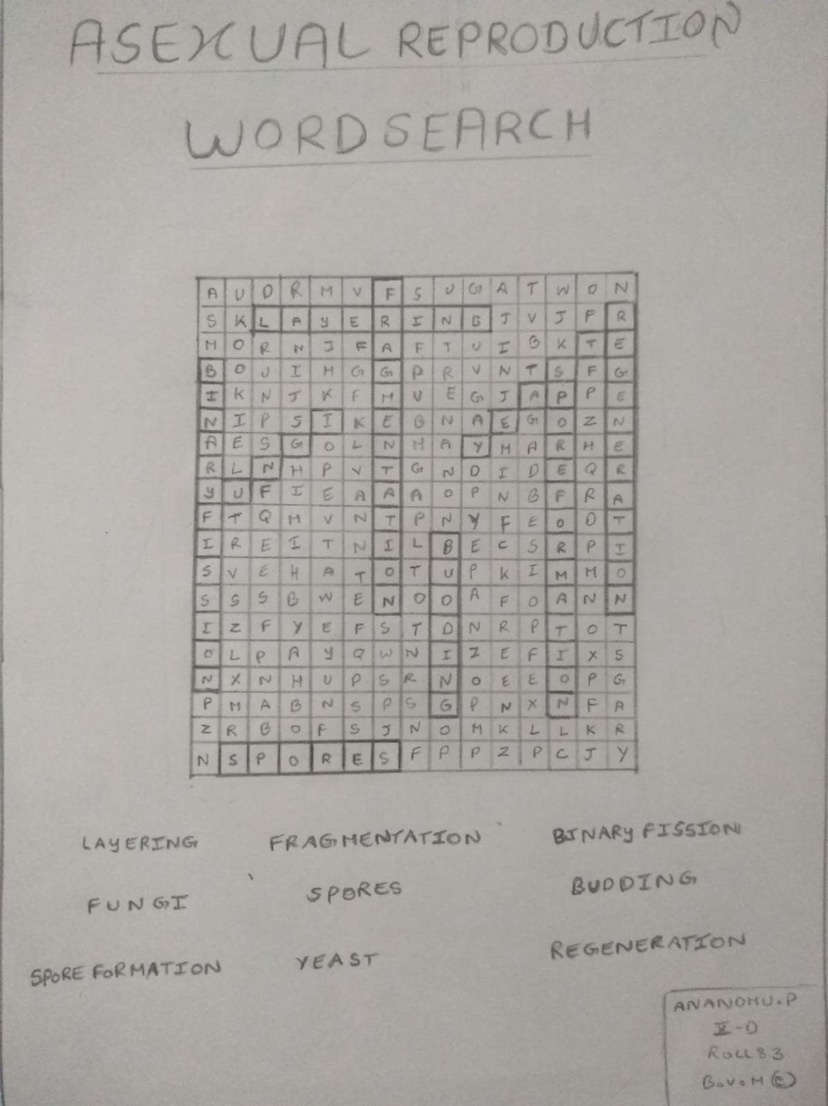 BIO word search - Content of pdf may differ - ASEXUAL REPROD UCTTON ...
