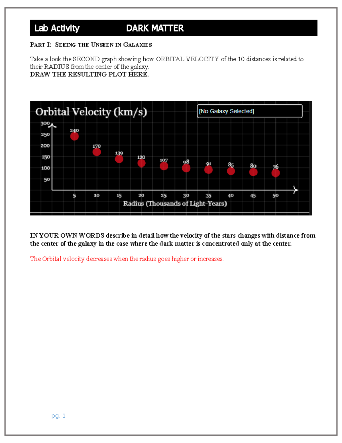 Dark Matter Lab Worksheet - PART I: SEEING THE UNSEEN IN GALAXIES Take ...