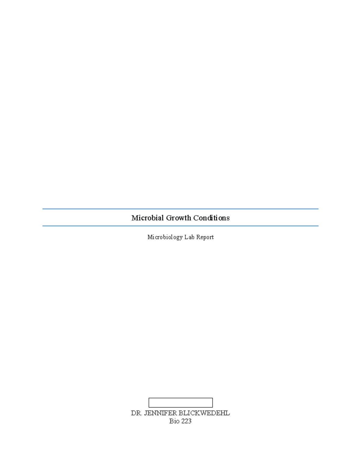 Microbial Growth Conditions report - Microbial Growth Conditions ...