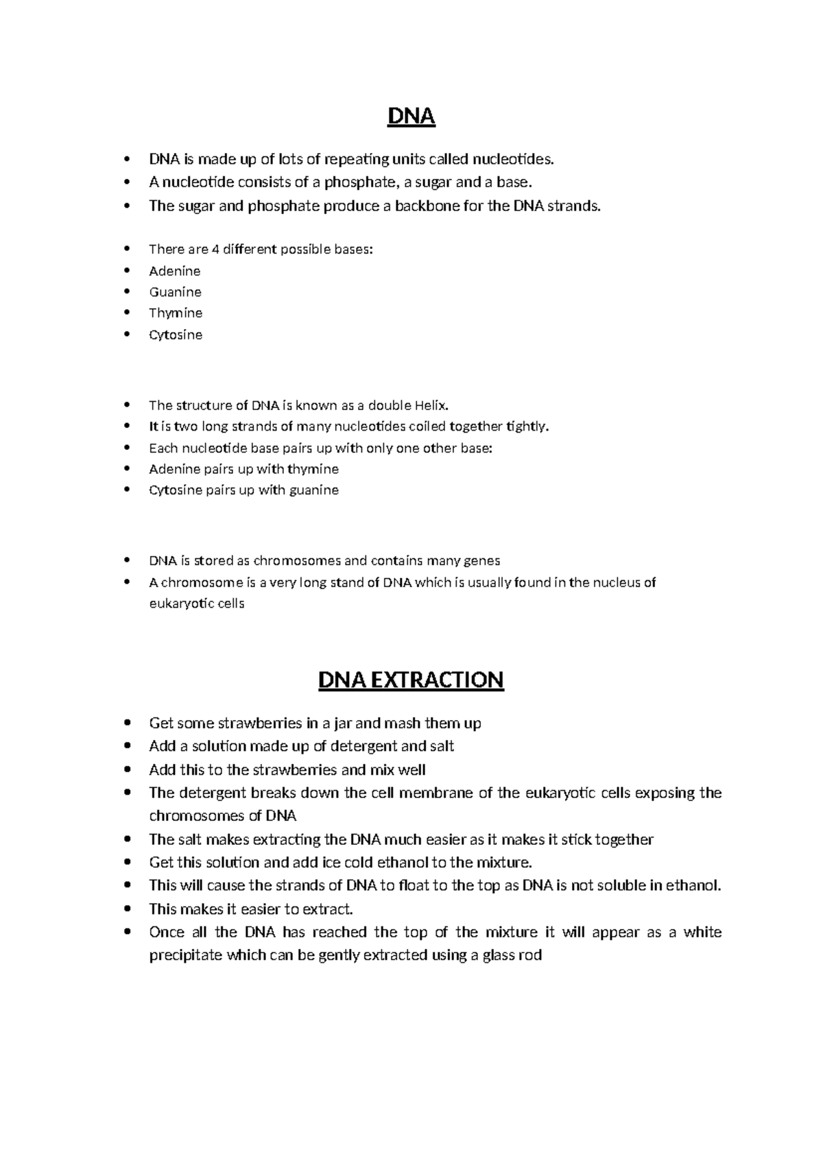 DNA - notes on DNA - DNA DNA is made up of lots of repeating units ...