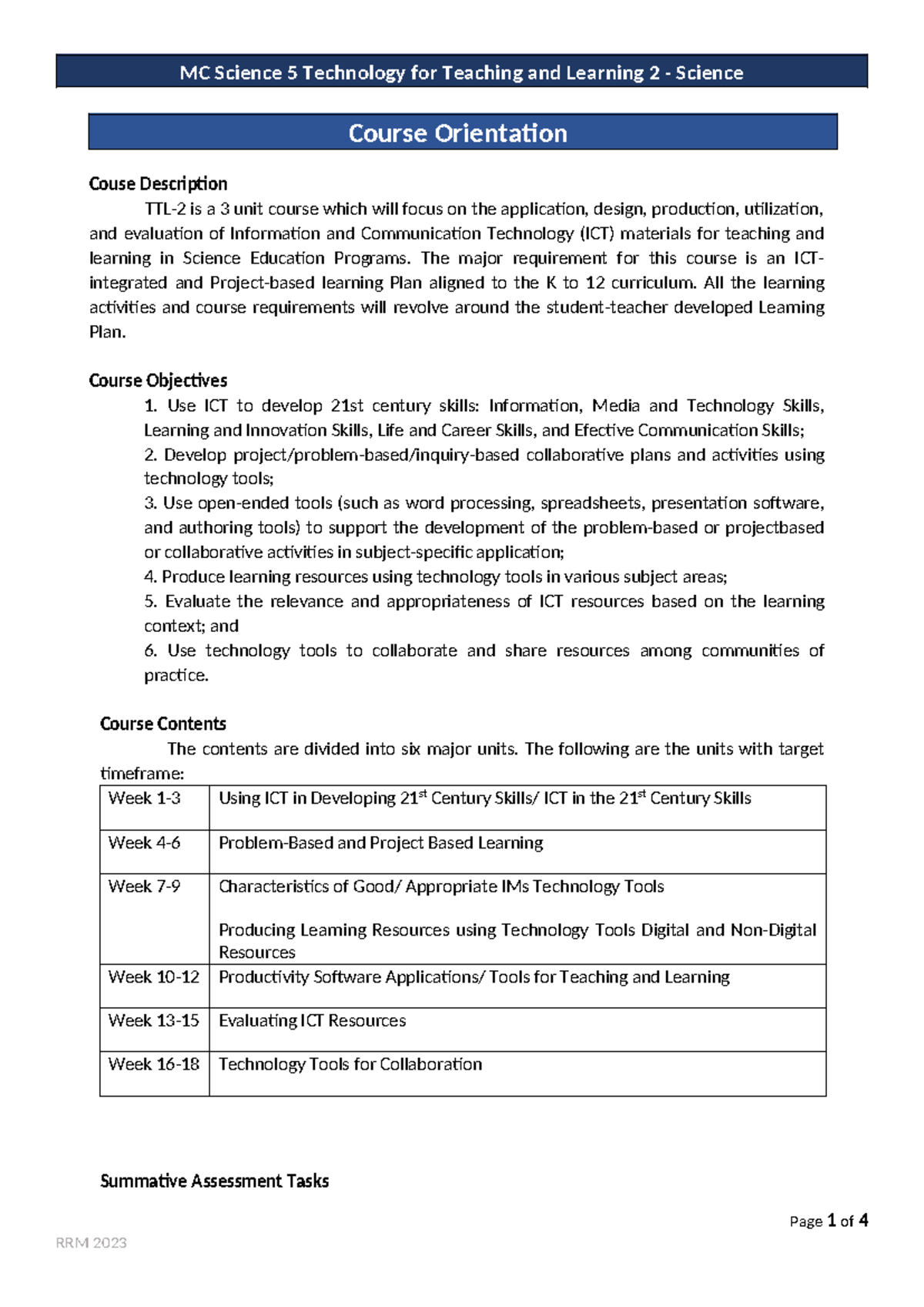 MC Science 6 - Course Orientation - Week 1 - Course Orientation Couse ...
