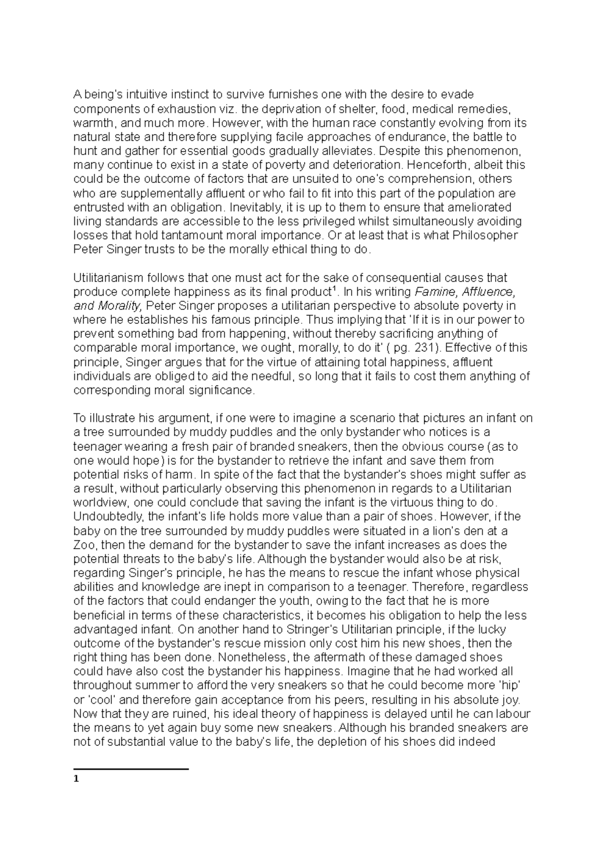 Obligations to distant strangers - A being’s intuitive instinct to ...