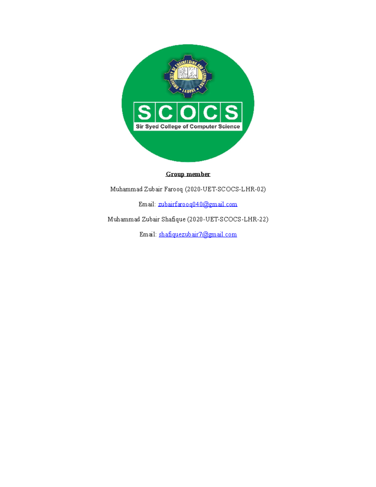 Sql Queries Assignment Group Member Muhammad Zubair Farooq 2020 Uet Scocs Lhr 02 Email 9805