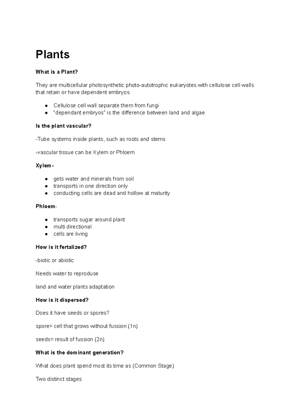 Plant Lecture - Plants What is a Plant? They are multicellular ...