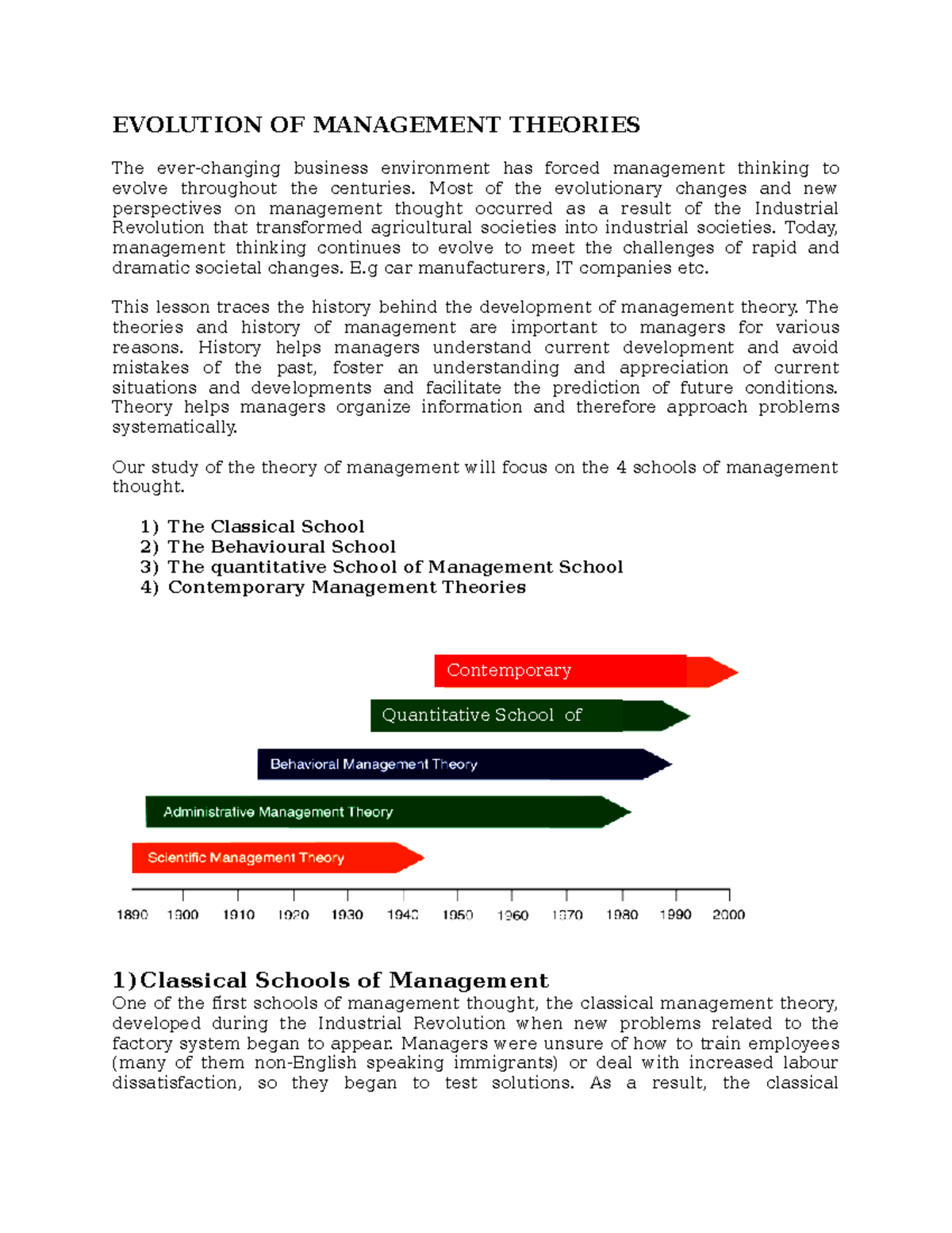 Management Theories - EVOLUTION OF MANAGEMENT THEORIES The ever ...