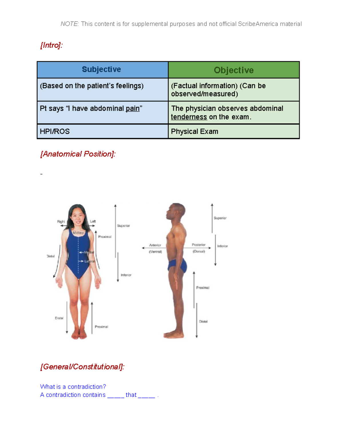 ED 4 OP4 Spark Notes - for medical scribes - [Intro]: Subjective ...