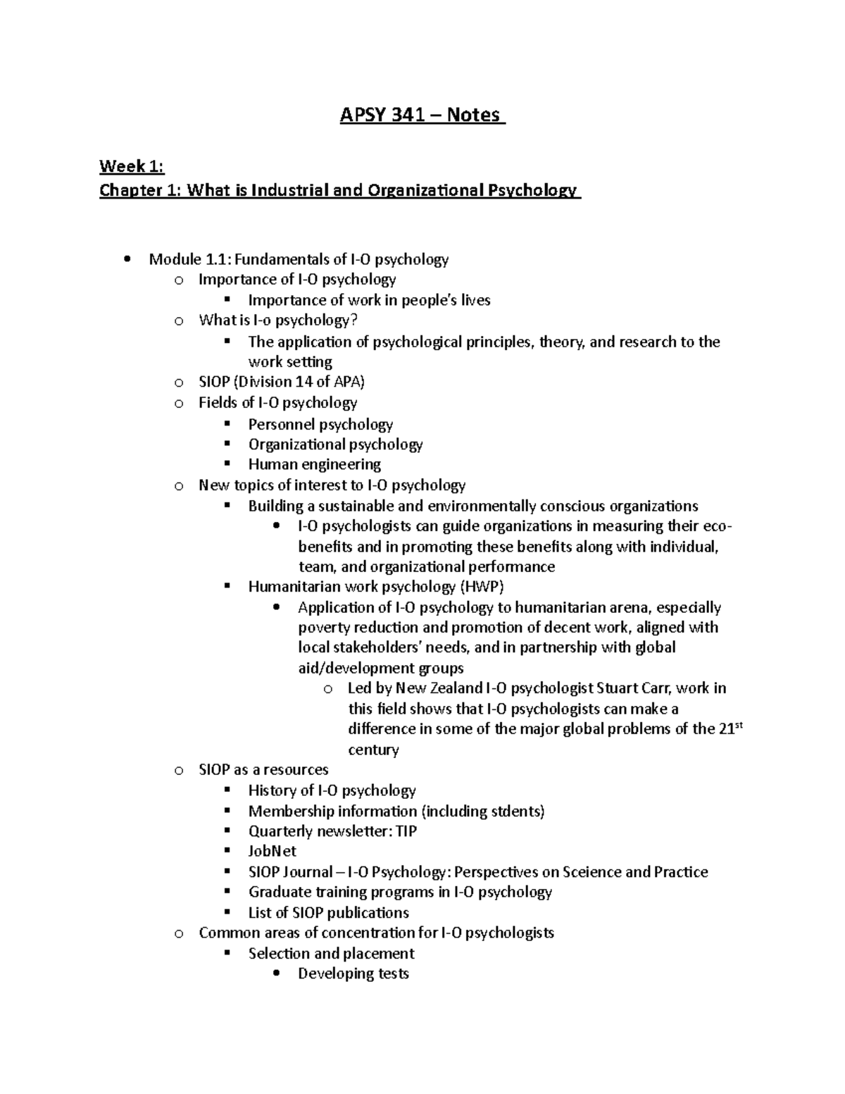 APSY 341-Slide Notes - APSY 341 – Notes Week 1: Chapter 1: What is ...