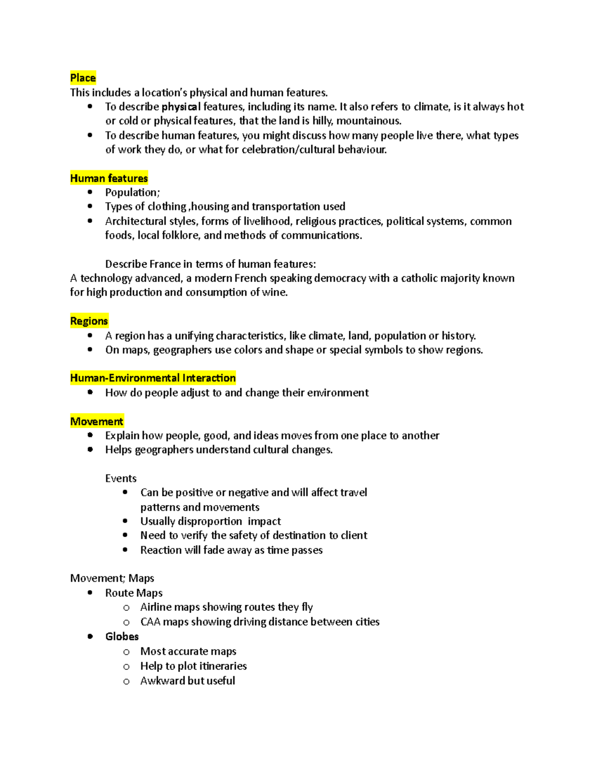 Module 1 Notes - Place This includes a location’s physical and human ...