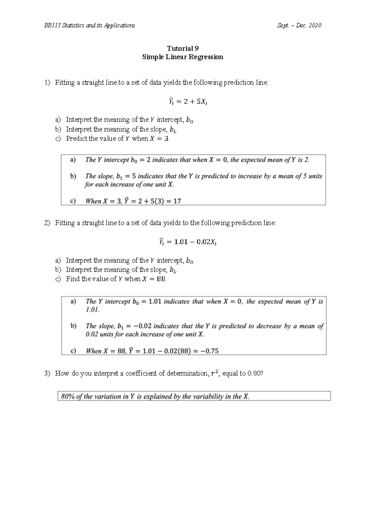 Tutorial 9 Topic 9 Solution - Tutorial 9 Simple Linear Regression ...