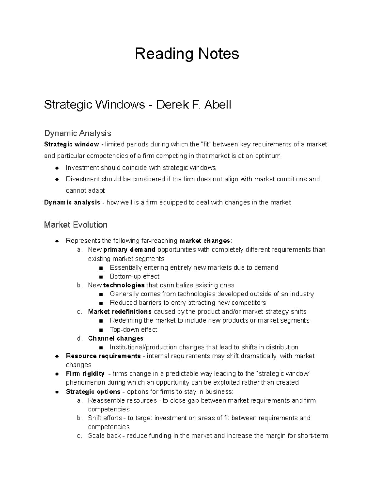 Reading Notes - Reading Notes Strategic Windows - Derek F. Abell ...