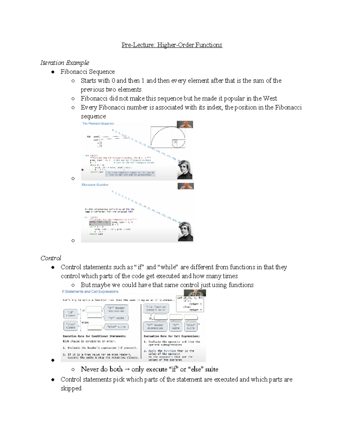 Compsci 61a Lecture Notes 4 Pre Lecture Higher Order Functions Iteration Example Fibonacci