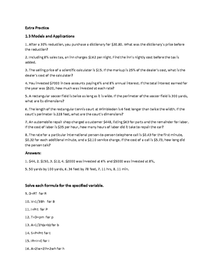 1.2a Linear Equations Notes - 1 Linear Equations Definition of a Linear ...