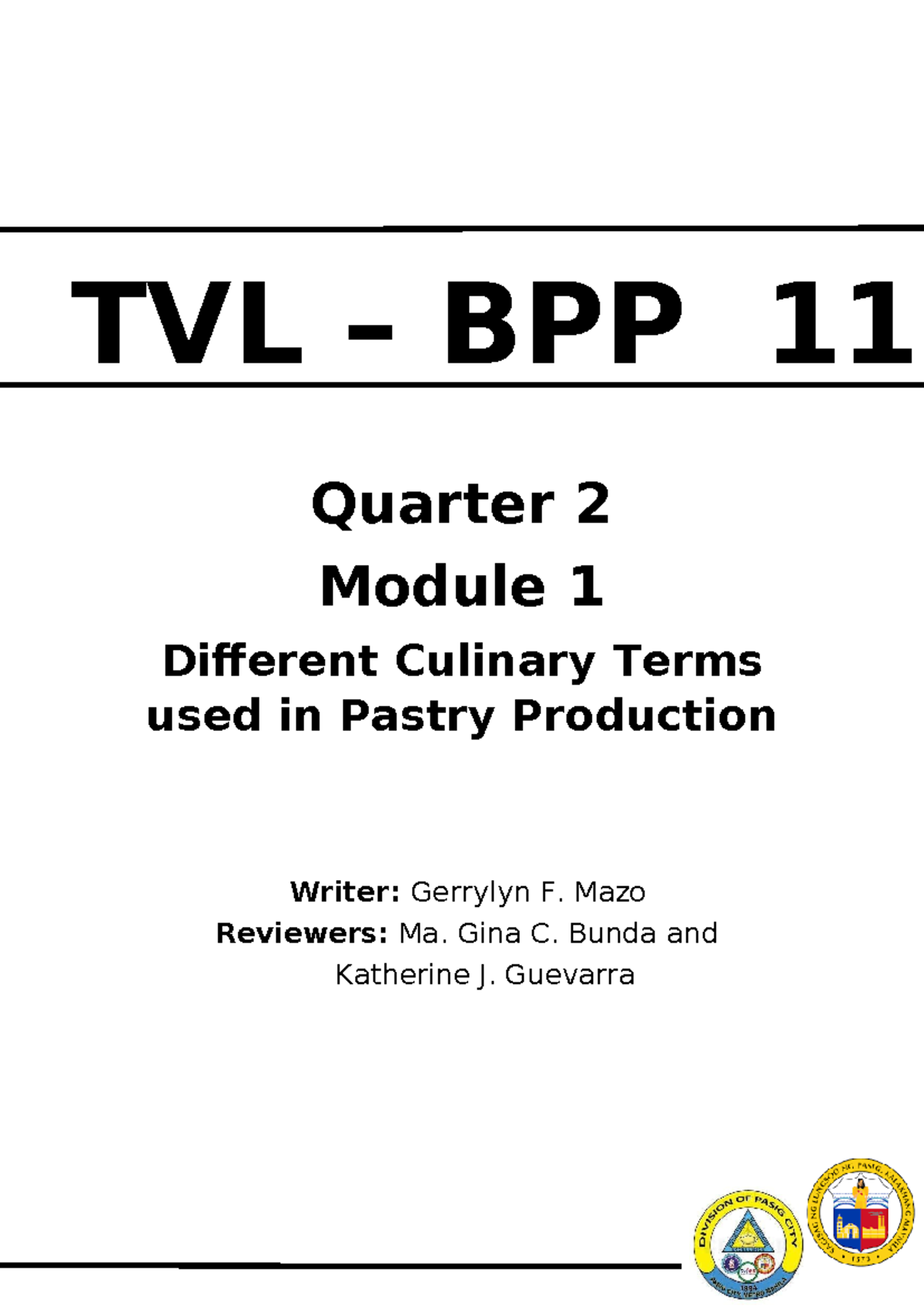 TVL - BPP11 - Q2 - M1 - Bread and Pastry Production 1 - TVL – BPP 11 Quarter 2 Module 1 ...