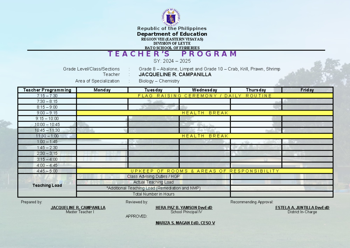 Teachers program matatag JHS - Republic of the Philippines Department ...